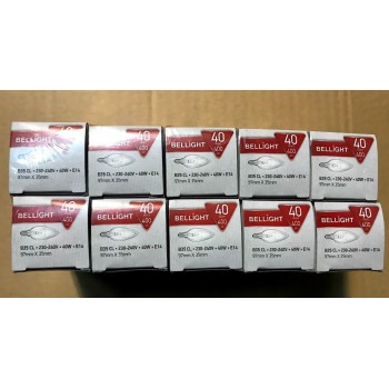 Incandescent bulb lamp B35 220V E14 40W candle transparent