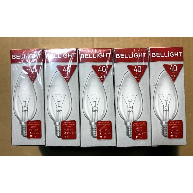 Incandescent bulb lamp B35 220V E14 40W candle transparent